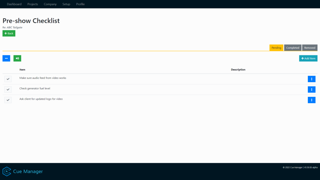 Features - Cue Manager